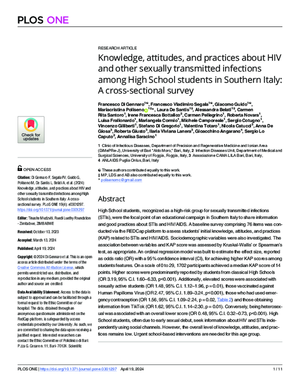 (PDF) Knowledge, attitudes, and practices about HIV and other sexually transmitted infections ...