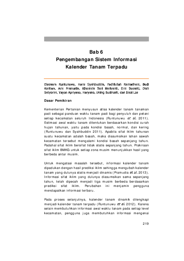 (PDF) Pengembangan Sistem Informasi Kalender Tanam Terpadu