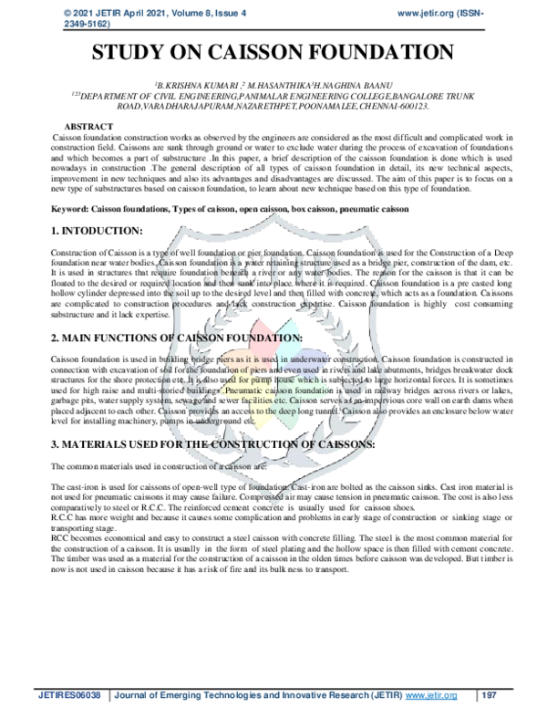 (PDF) Study on Caisson Foundation