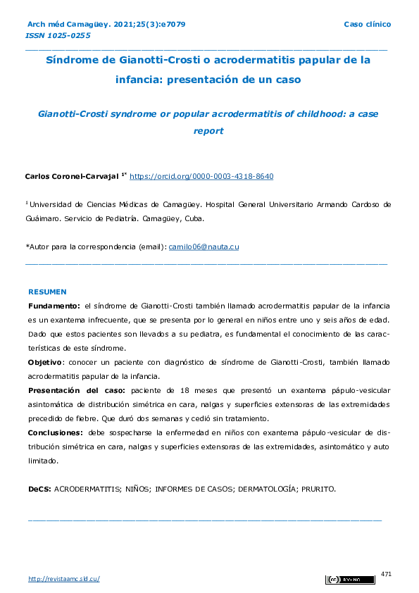 (PDF) Síndrome de Gianotti-Crosti o acrodermatitis papular de la ...