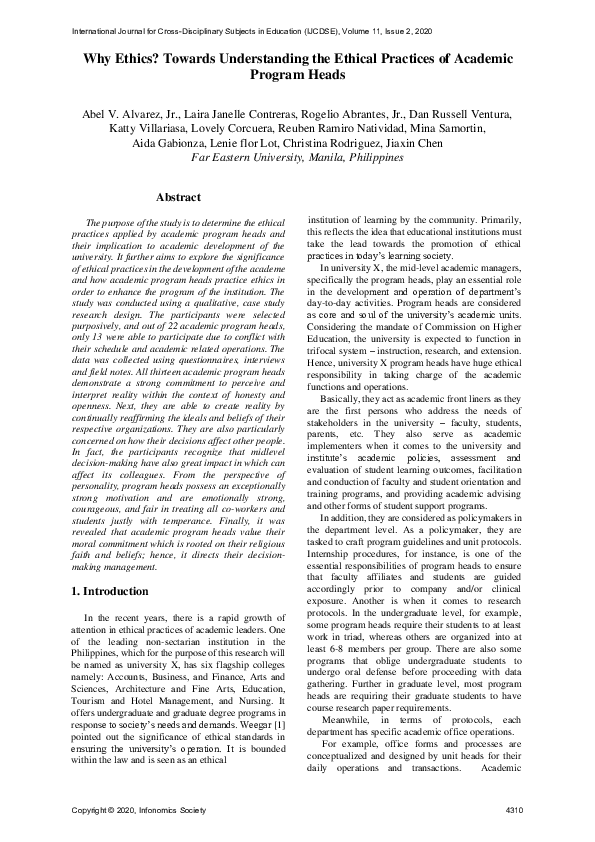 (PDF) Why Ethics? Towards Understanding the Ethical Practices of ...