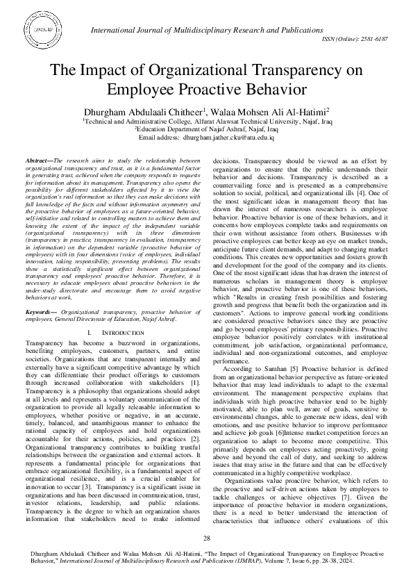 (PDF) The Impact of Organizational Transparency on Employee Proactive ...