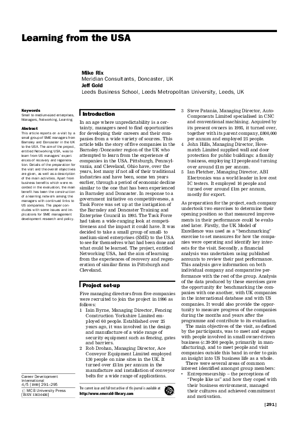 (PDF) Learning from the USA