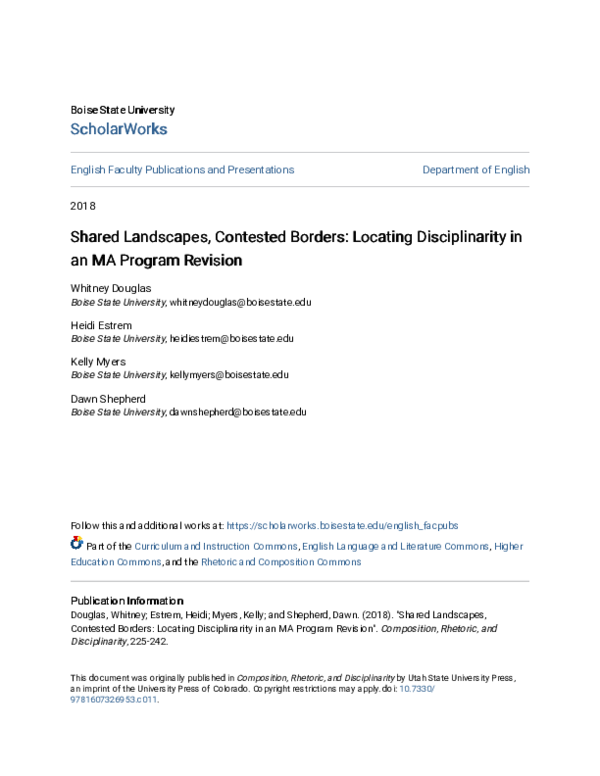 (PDF) Shared Landscapes, Contested Borders: Locating Disciplinarity in ...