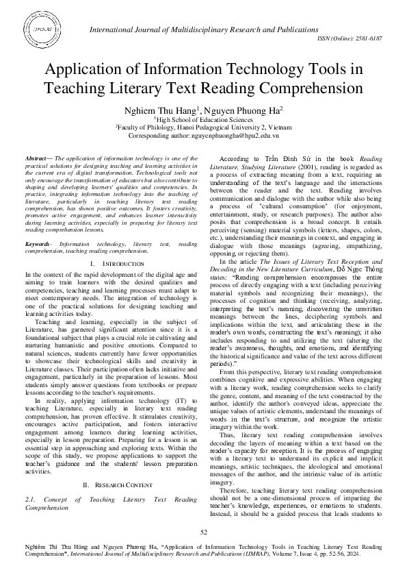 (PDF) Application of Information Technology Tools in Teaching Literary ...