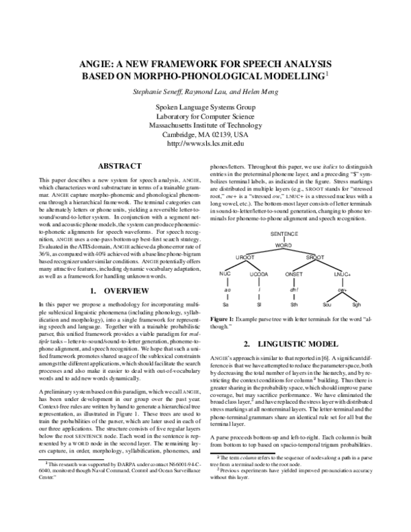 (PDF) ANGIE: a new framework for speech analysis based on morpho ...