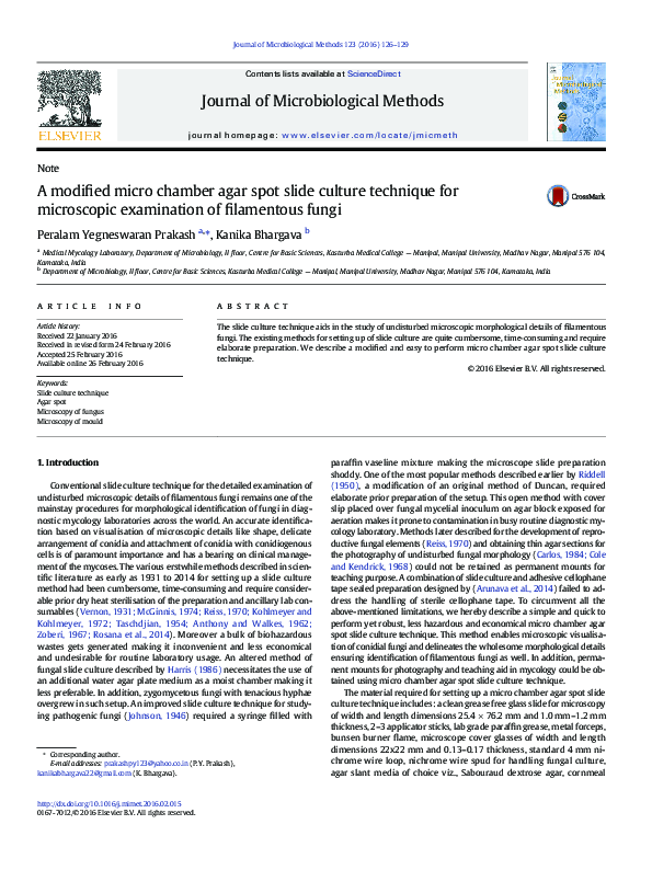 (PDF) A modified micro chamber agar spot slide culture technique for microscopic examination of ...