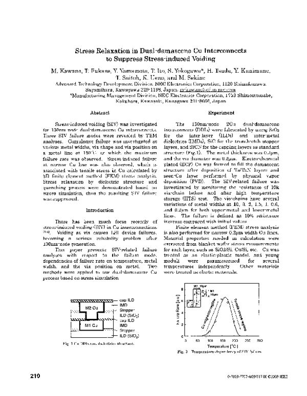 (PDF) Stress relaxation in dual-damascene Cu interconnects to suppress ...