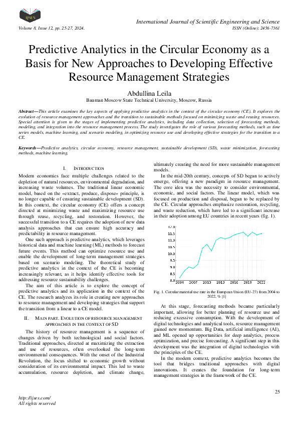 (PDF) Predictive Analytics in the Circular Economy as a Basis for New ...