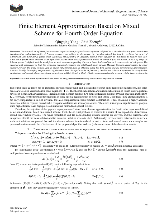 (PDF) Finite Element Approximation Based on Mixed Scheme for Fourth ...