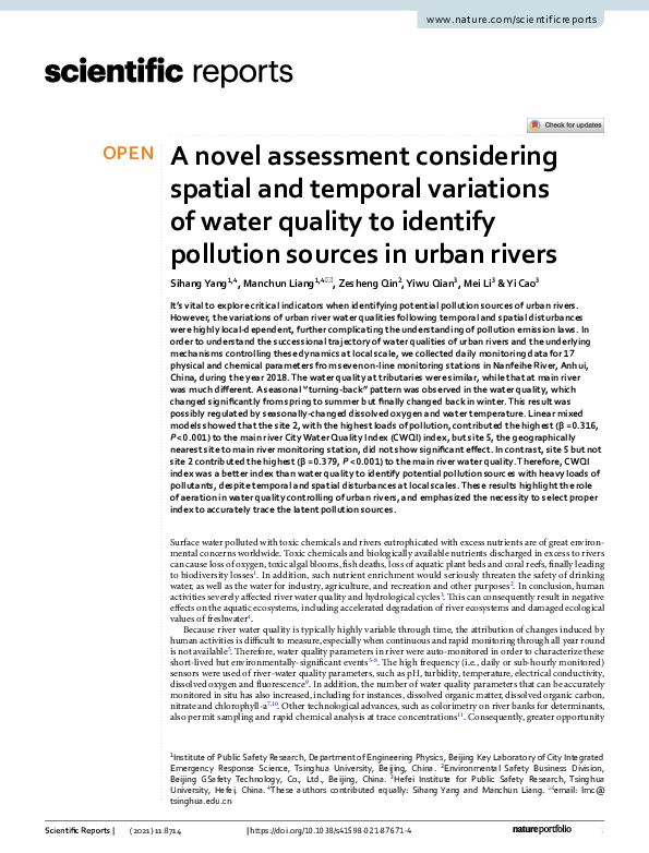 (PDF) A novel assessment considering spatial and temporal variations of water quality to ...