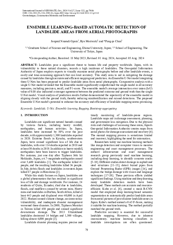 (PDF) ENSEMBLE LEARNING-BASED AUTOMATIC DETECTION OF LANDSLIDE AREAS FROM AERIAL PHOTOGRAPHS