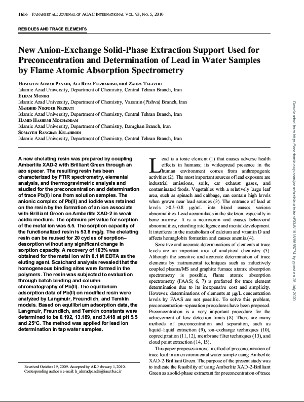 (PDF) New Anion-Exchange Solid-Phase Extraction Support Used for ...