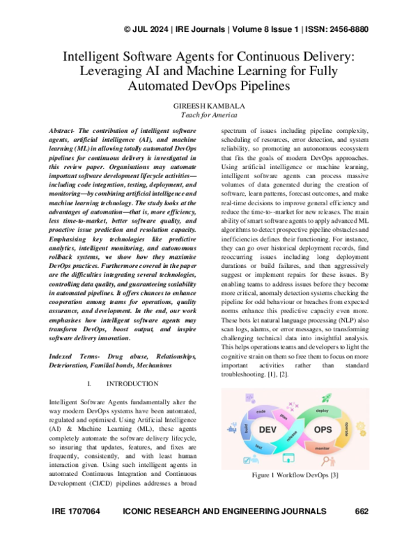 (PDF) Intelligent Software Agents for Continuous Delivery: Leveraging AI and Machine Learning ...