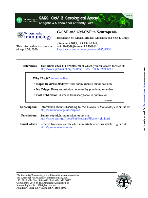 (PDF) G-CSF and GM-CSF in Neutropenia