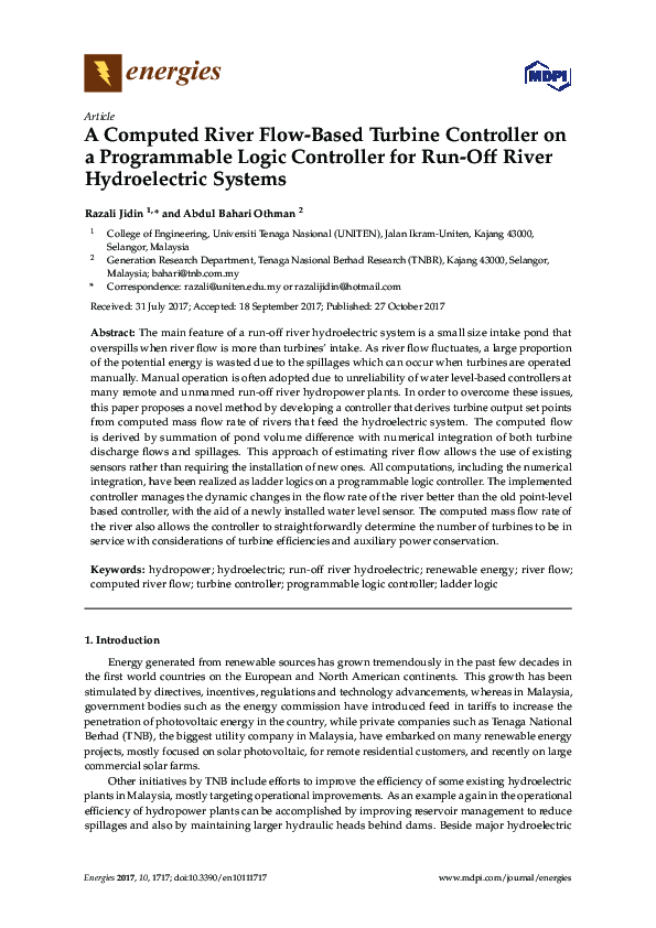 (PDF) A Computed River Flow-Based Turbine Controller on a Programmable ...