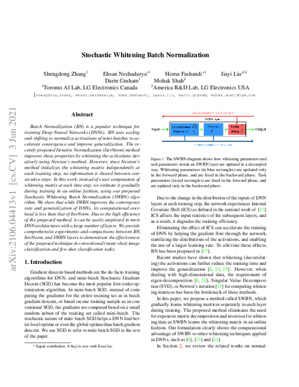 (PDF) Stochastic Whitening Batch Normalization