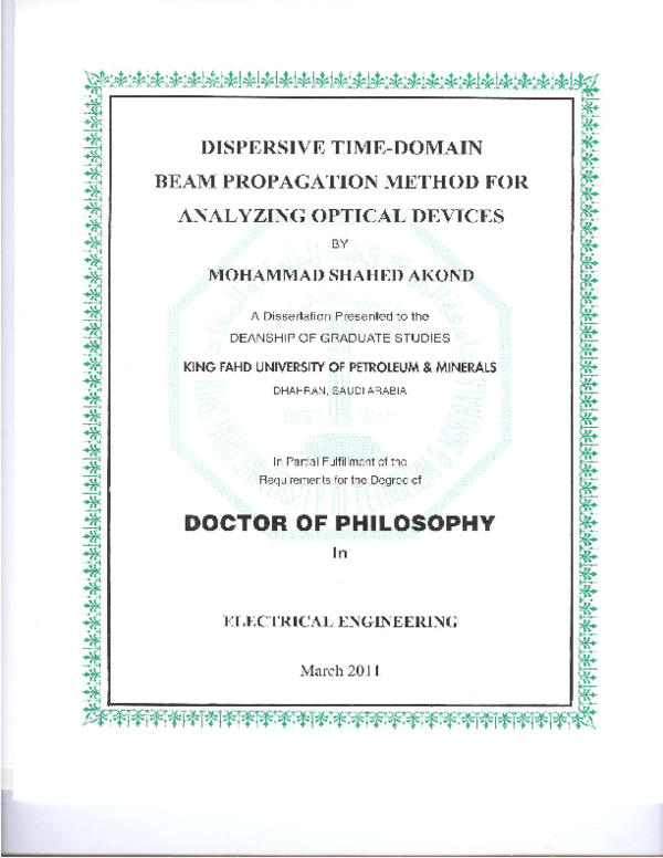 (PDF) Dispersive time-domain beam propagation method for analyzing ...