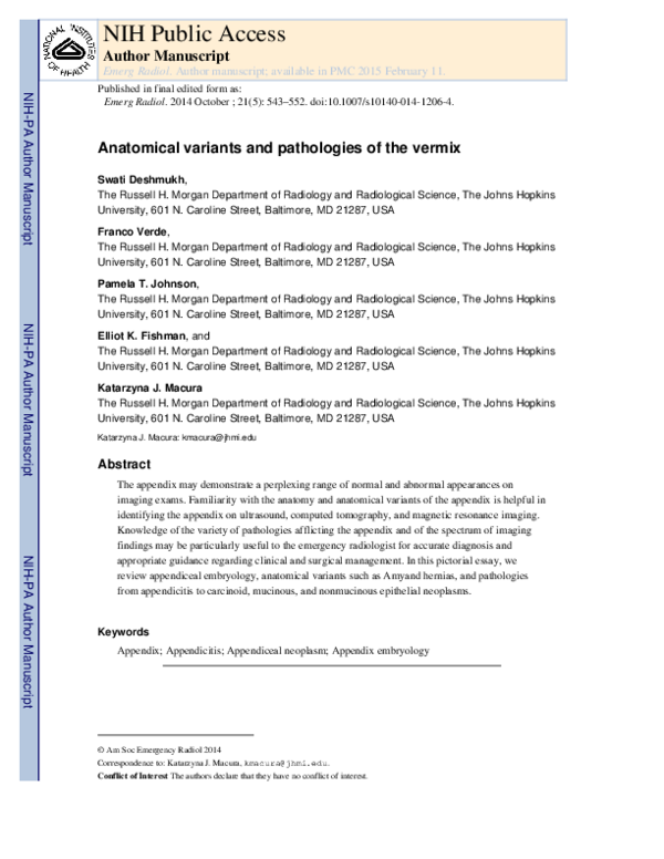 (PDF) Anatomical variants and pathologies of the vermix