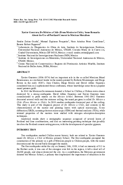 (PDF) Xavier Guerrero, De México a Chile (From Mexico to Chile), Some ...