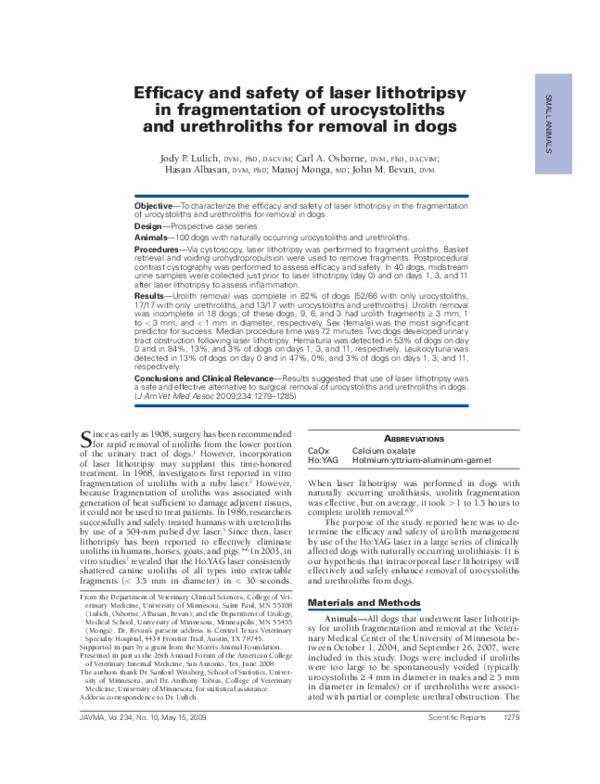 (PDF) Efficacy and safety of laser lithotripsy in fragmentation of ...