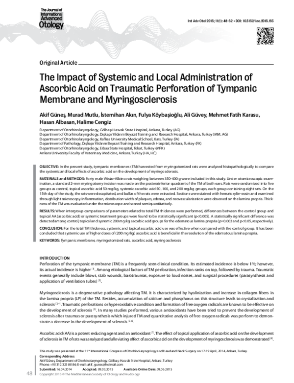 (PDF) The Impact of Systemic and Local Administration of Ascorbic Acid ...