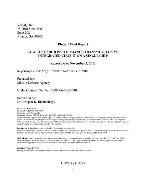 (PDF) STTR: "sige intergrated radar" MDA STTR proposal B09b-004-0019