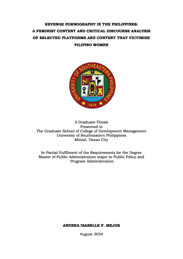 (PDF) Revenge Pornography in the Philippines: A Feminist Content and ...