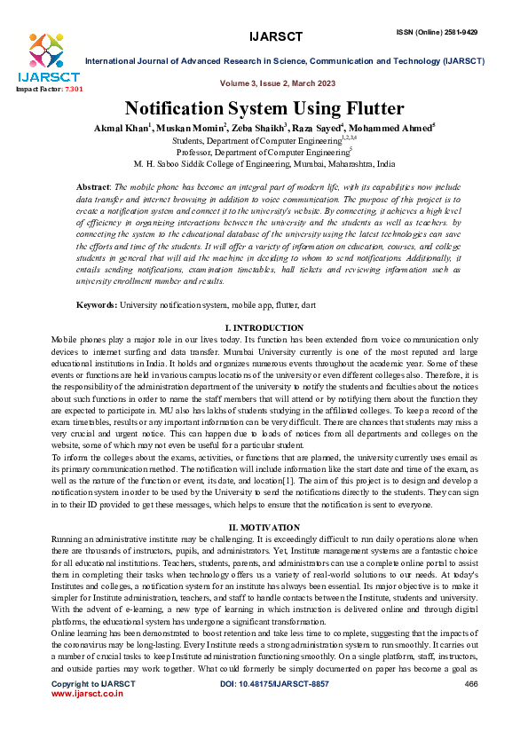 (PDF) Notification System Using Flutter