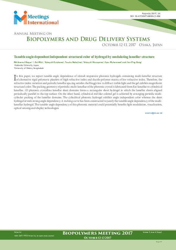 (PDF) Tunable angle dependent/independent structural color of hydrogel ...