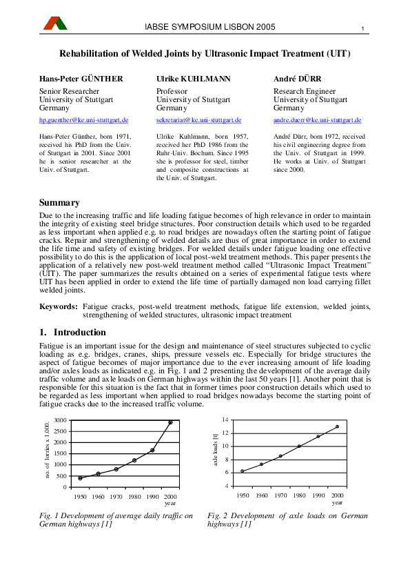 (PDF) Rehabilitation of Welded Joints by Ultrasonic Impact Treatment (UIT)