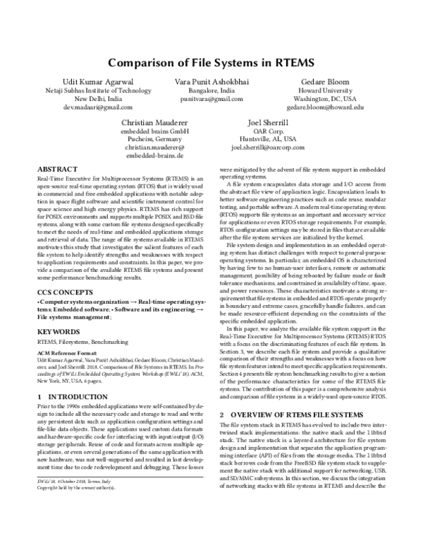 (PDF) Comparison of file systems in RTEMS