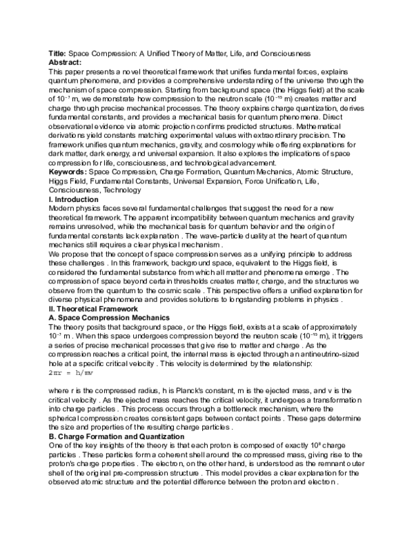 (PDF) Space compression a unified theory