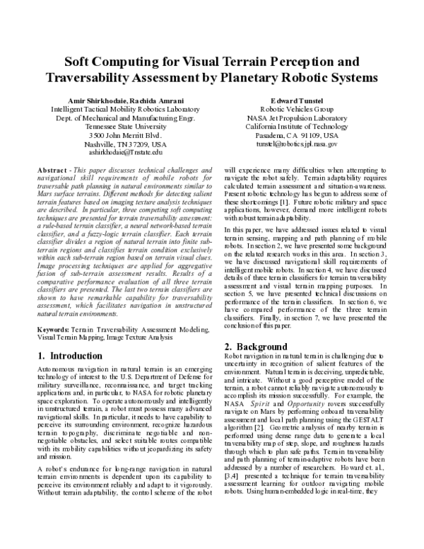 (PDF) Soft Computing for Visual Terrain Perception and Traversability Assessment by Planetary ...