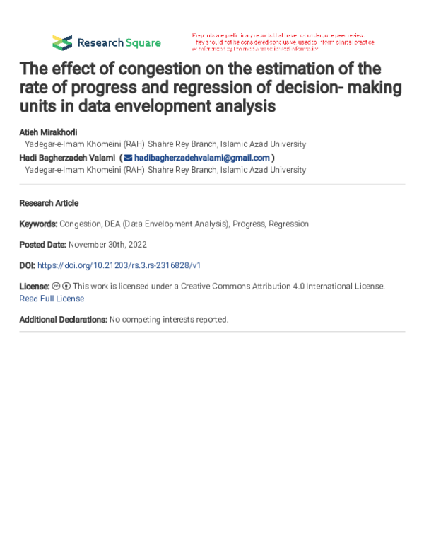 (PDF) The effect of congestion on the estimation of the rate of progress and regression of ...