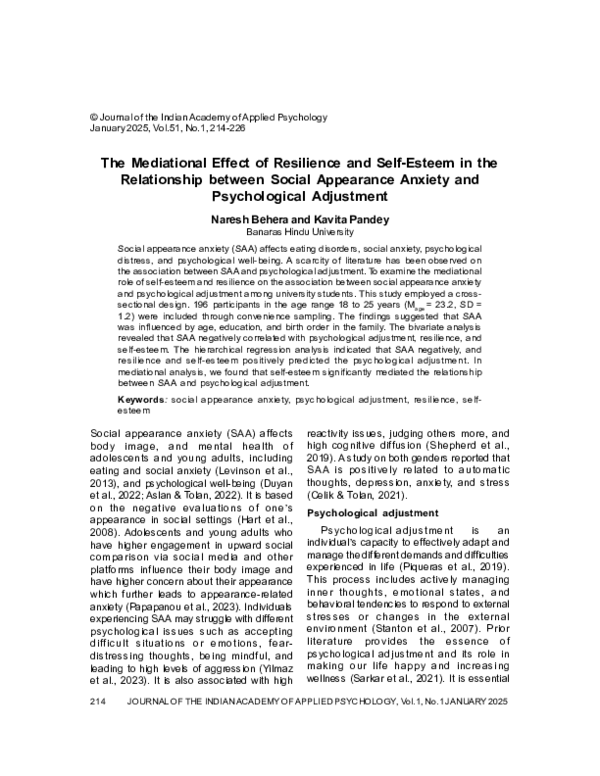(PDF) The Mediational Effect of Resilience and Self-Esteem in the Relationship between Social ...