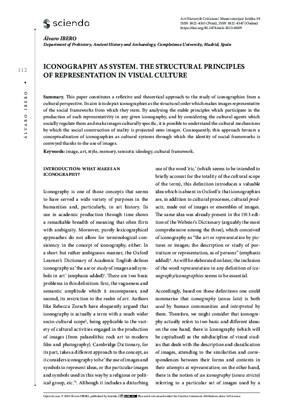 (PDF) ICONOGRAPHY AS SYSTEM. THE STRUCTURAL PRINCIPLES OF ...