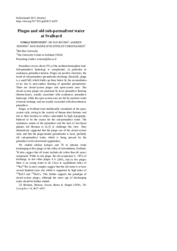 (PDF) Pingos and old sub-permafrost water at Svalbard