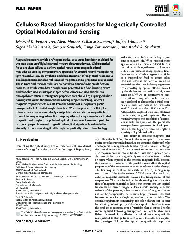 (PDF) Cellulose‐Based Microparticles for Magnetically Controlled ...