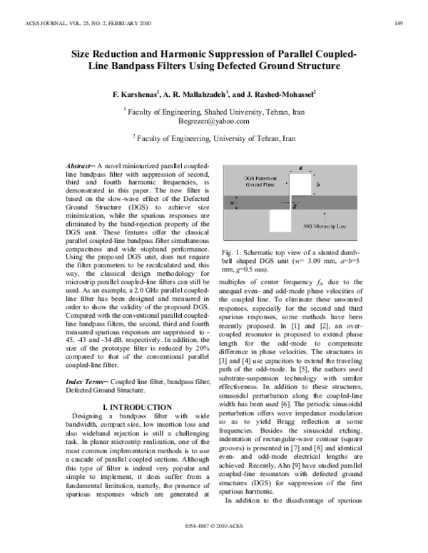 (PDF) Size reduction and harmonic suppression of parallel coupled-line bandpass filters using ...