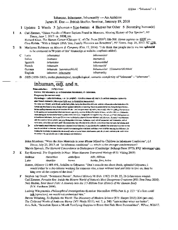 (PDF) Inhumanity Handouts