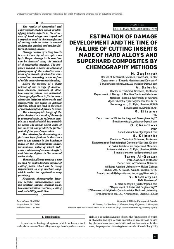 (PDF) Estimation of damage development and the time of failure of ...