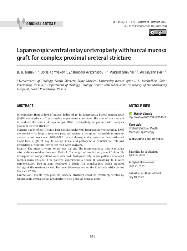 (PDF) Laparoscopic ventral onlay ureteroplasty with buccal mucosa graft ...