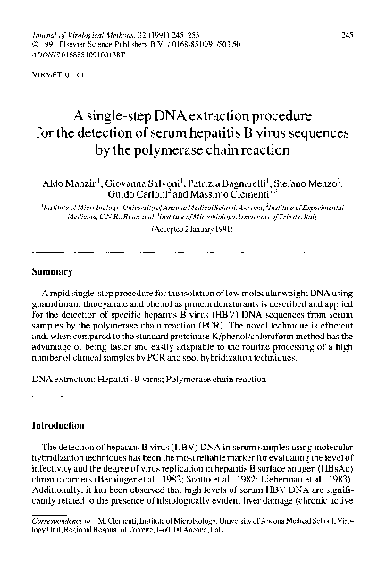 (PDF) A single-step DNA extraction procedure for the detection of serum ...