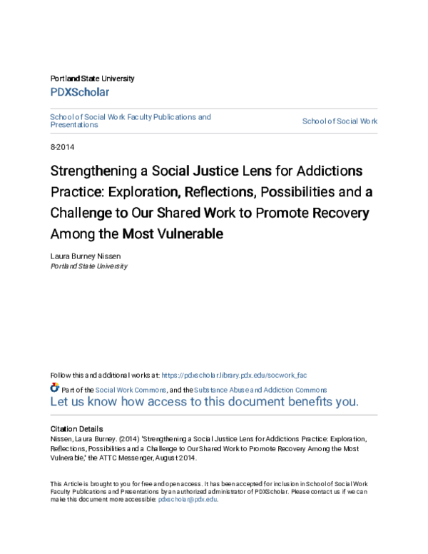 (PDF) Strengthening a Social Justice Lens for Addictions Practice ...