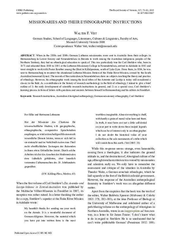(PDF) Missionaries and their ethnographic instructions