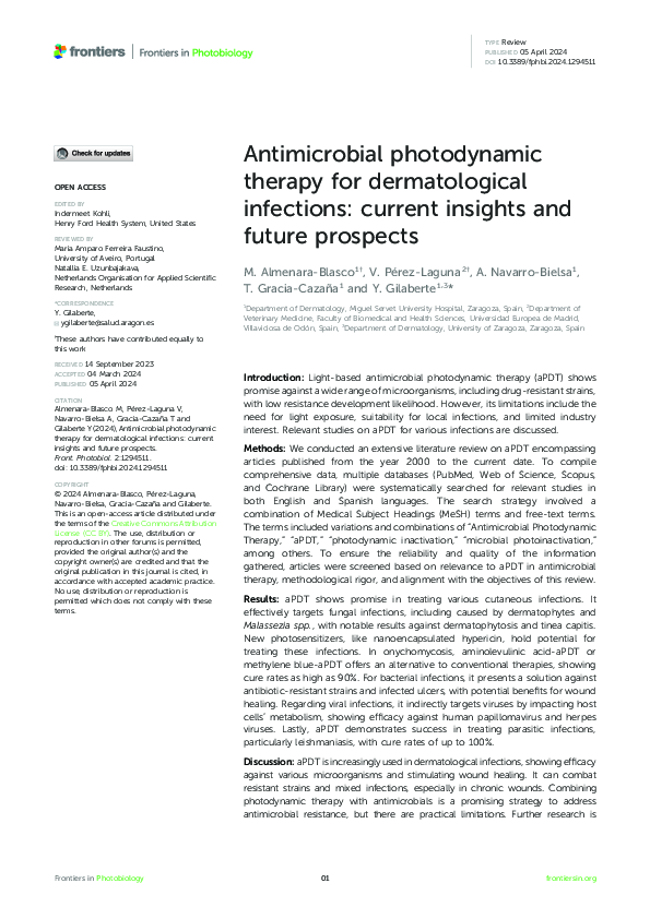(PDF) Antimicrobial photodynamic therapy for dermatological infections ...