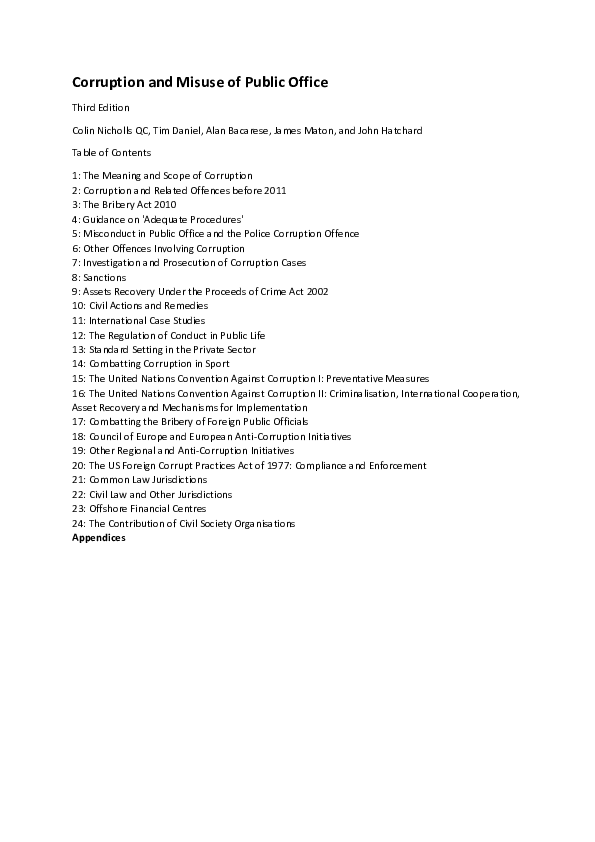 (PDF) Corruption and misuse of public office