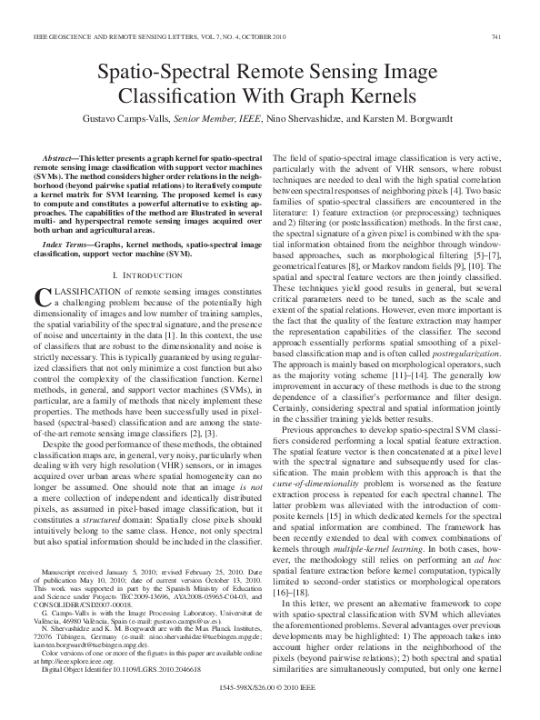 (PDF) Spatio-Spectral Remote Sensing Image Classification With Graph Kernels