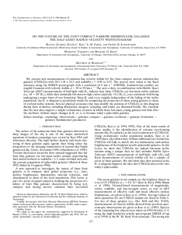 (PDF) On the Nature of the Faint Compact Narrow Emission-Line Galaxies ...